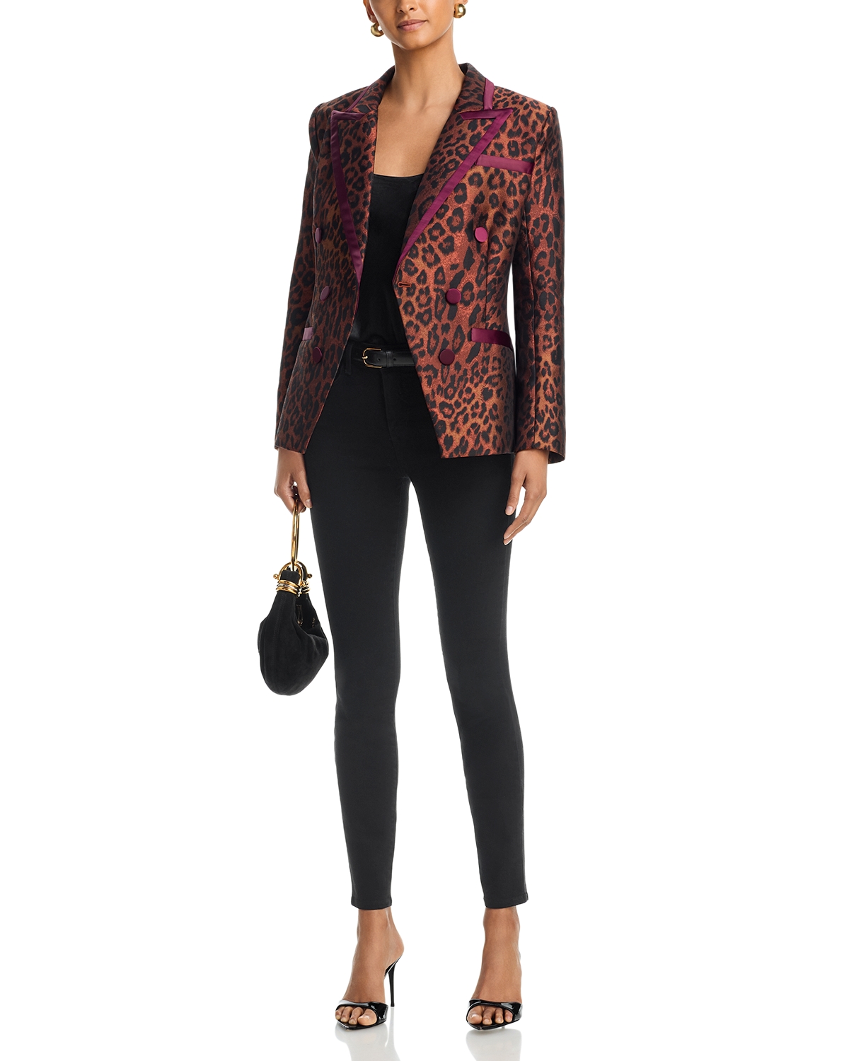 L'AGENCE L'AGENCE Kyomi Contrast Trim Leopard Print Blazer